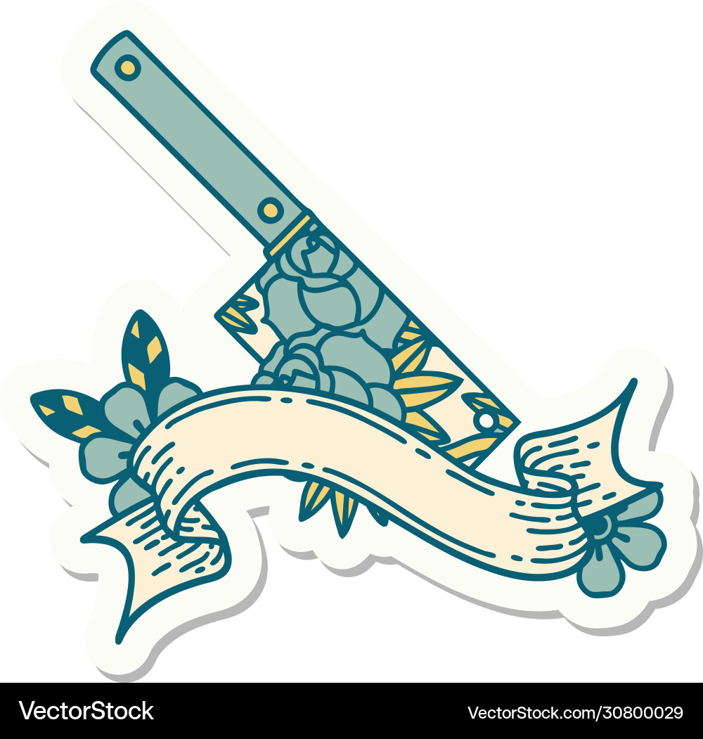 Tattoo sticker with banner a cleaver Royalty Free Vector