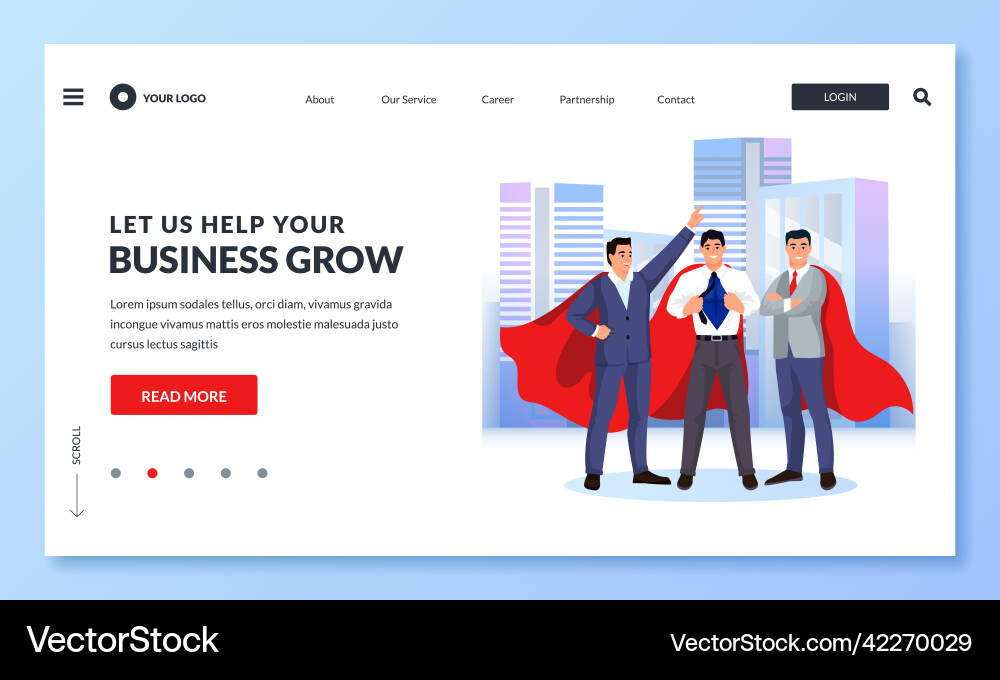 Three businessmen in red superhero cloaks Vector Image