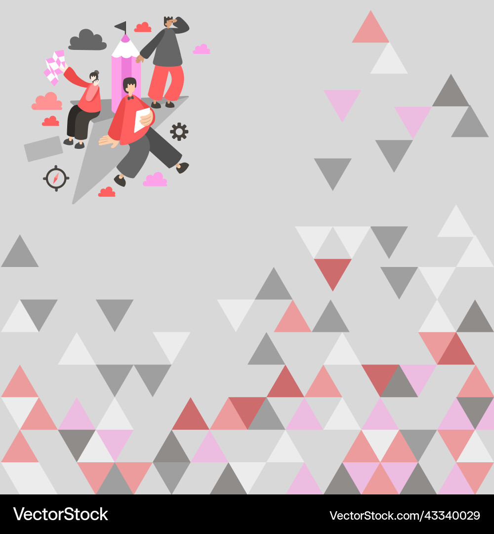 Three employees working separate assignments Vector Image