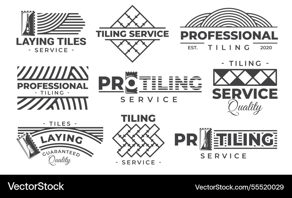 Tiling set of logos isolated on white background Vector Image