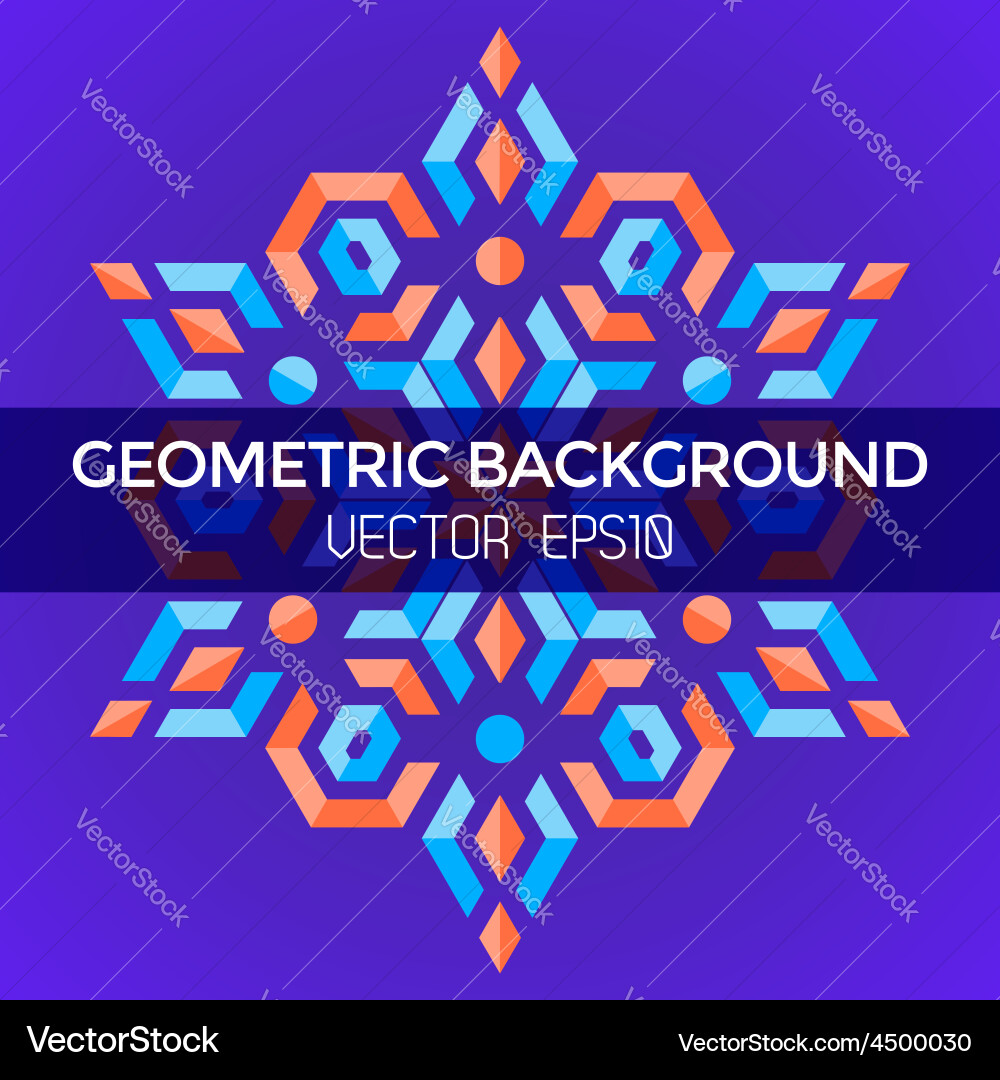 Abstract geometric blue orange red jewels star Vector Image
