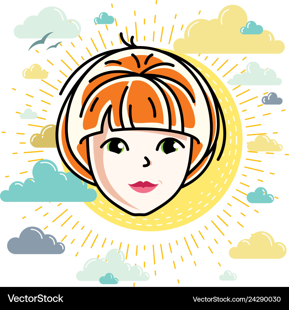 Beautiful women face human head character Vector Image