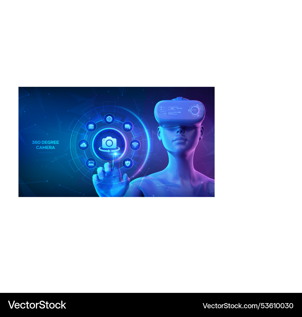 Camera 360 degree view degrees video virtual Vector Image
