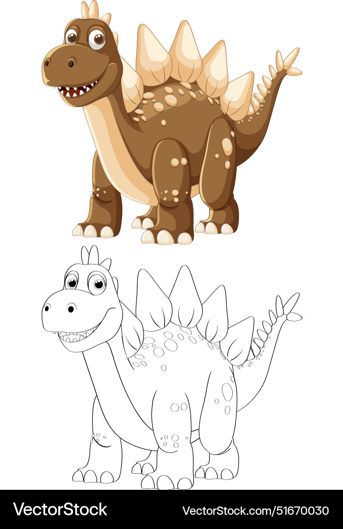 Colorful and outline versions of a friendly Vector Image