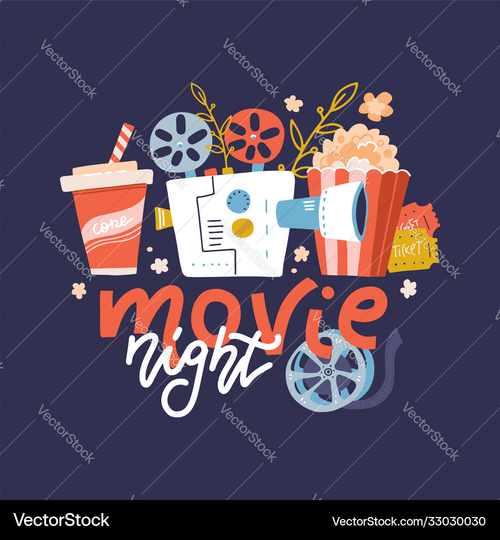 Cool web banner design element on movie night Vector Image