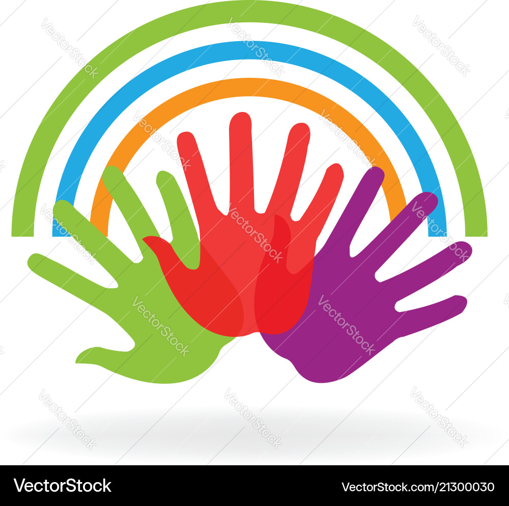 Creative group hands logo Royalty Free Vector Image