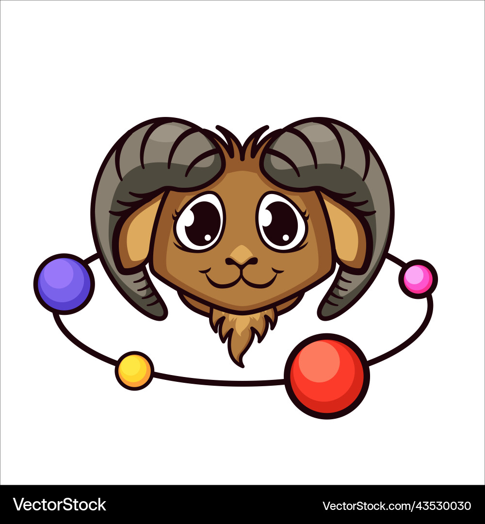 Cute aries zodiac head logo design Royalty Free Vector Image