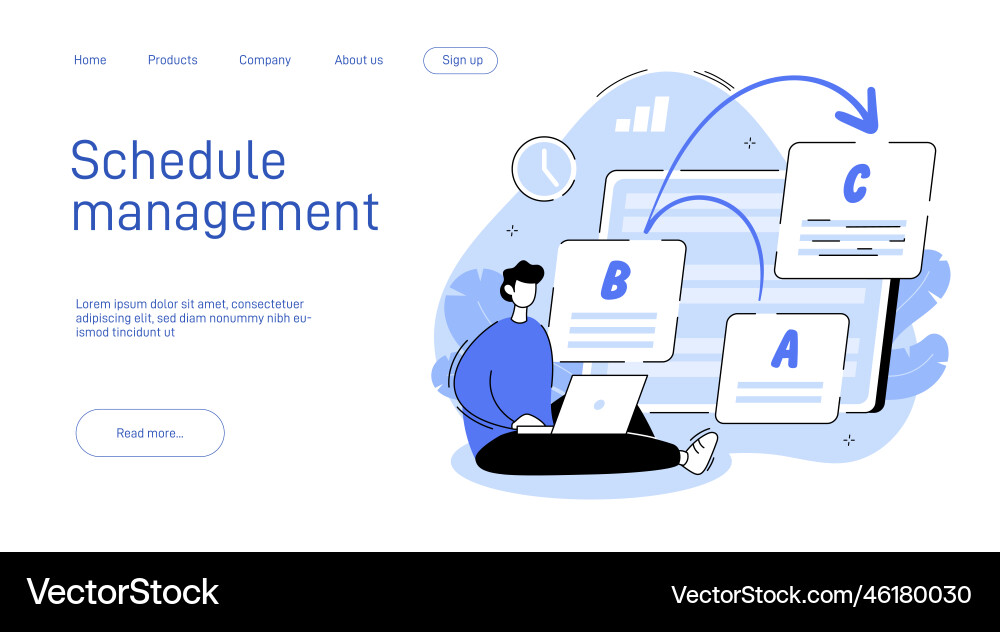 Landing page schedule planning Royalty Free Vector Image