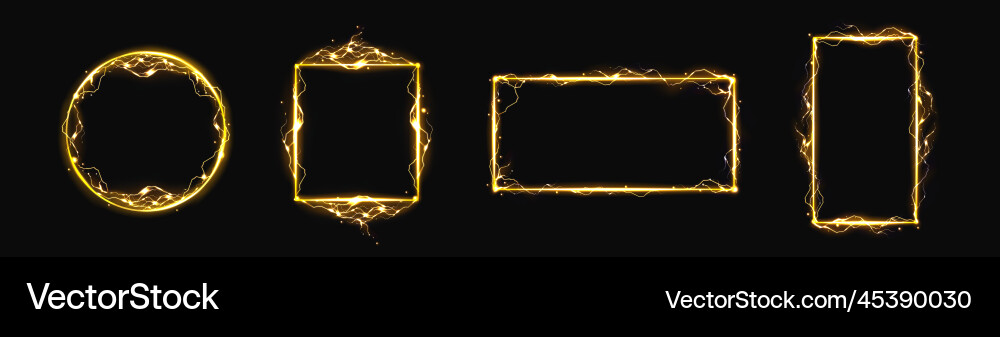 Lightning frames yellow thunderbolt effect borders