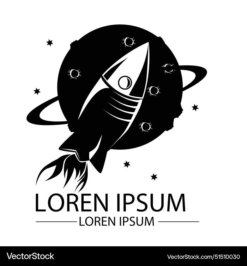 Logo with rocket and moon concept for business Vector Image