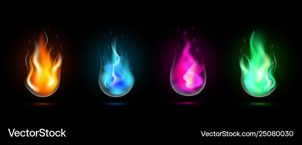 Magic fireballs flames set Royalty Free Vector Image