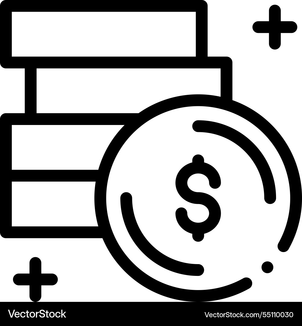 Money stack icon thin linear style design Vector Image
