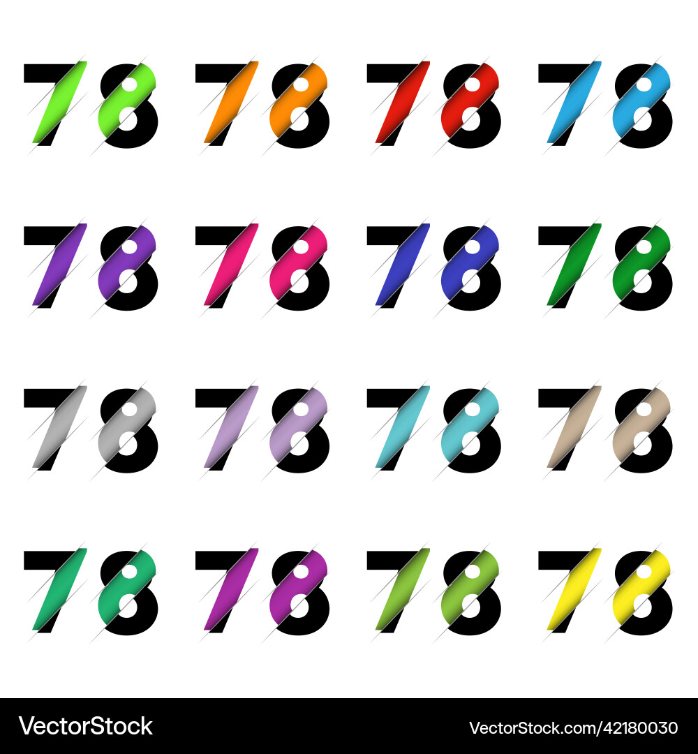 Paper cut number seventy eight 78 realistic 3d Vector Image