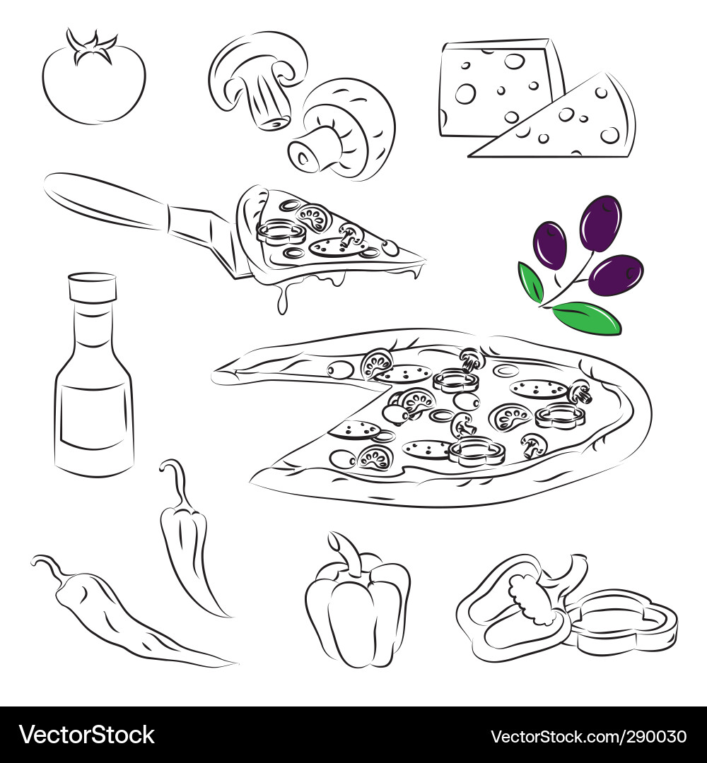 Pizza design elements Royalty Free Vector Image