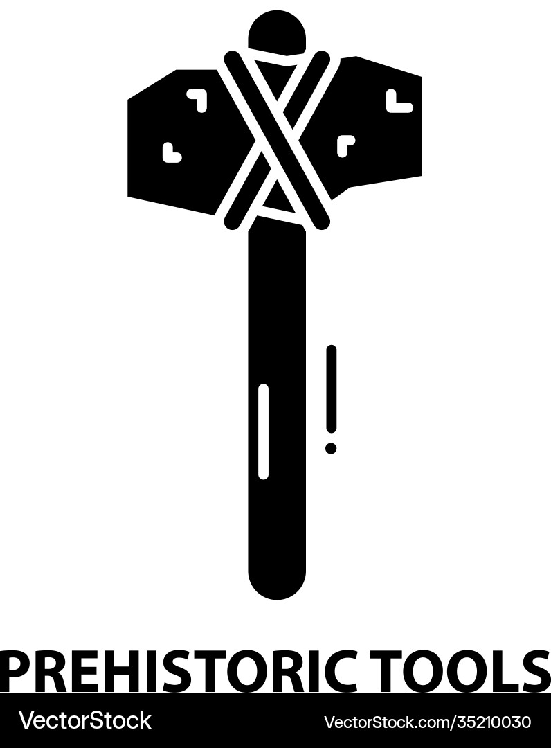 Prehistoric tools icon black sign Royalty Free Vector Image