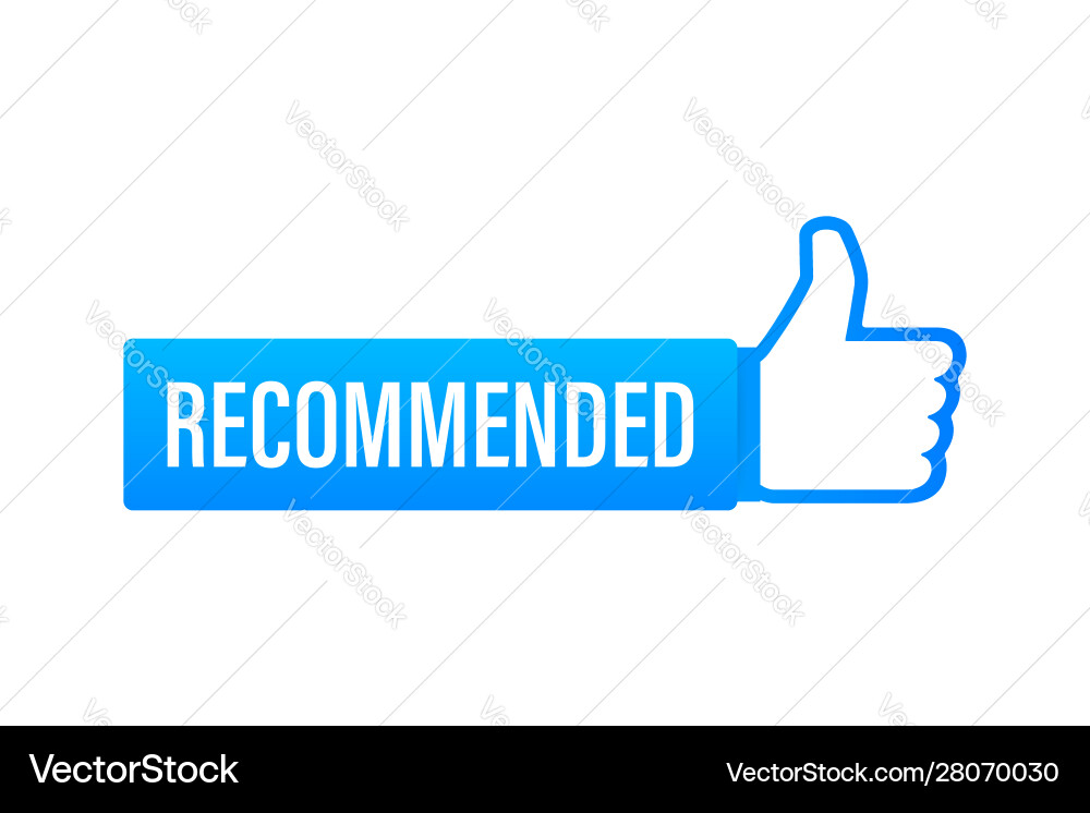Recommend icon white label recommended on blue Vector Image