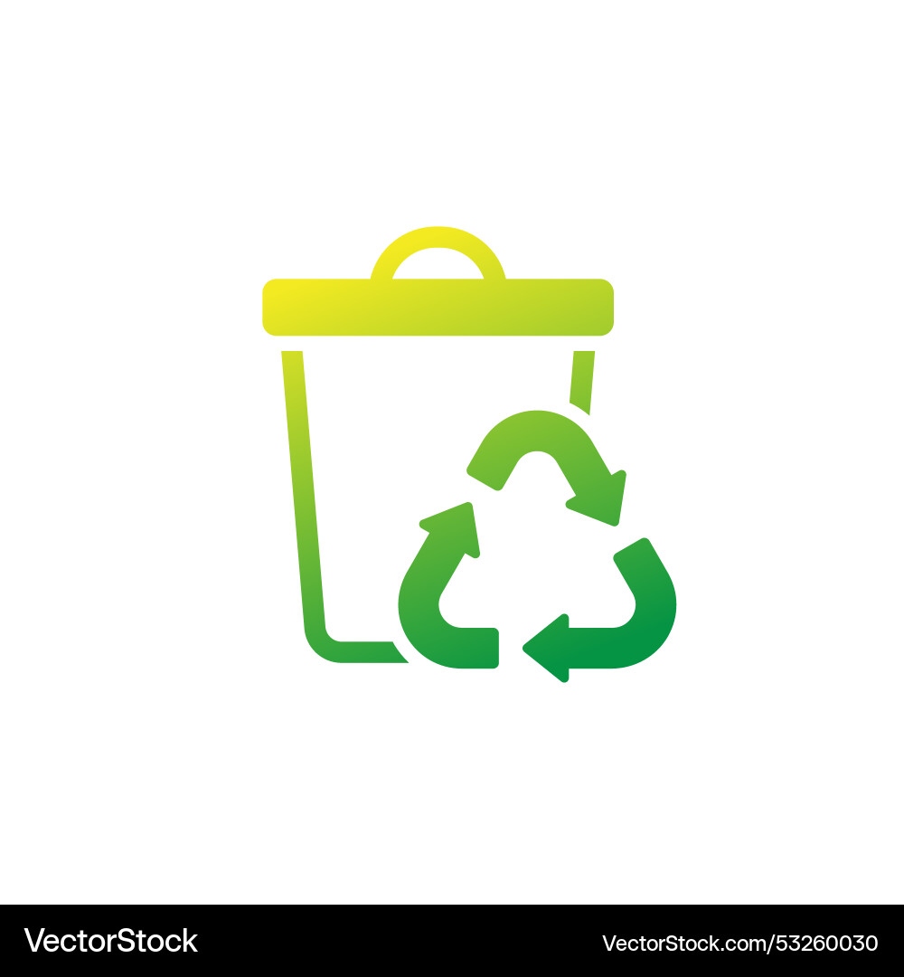 Recycling waste icon with a trash bin Royalty Free Vector