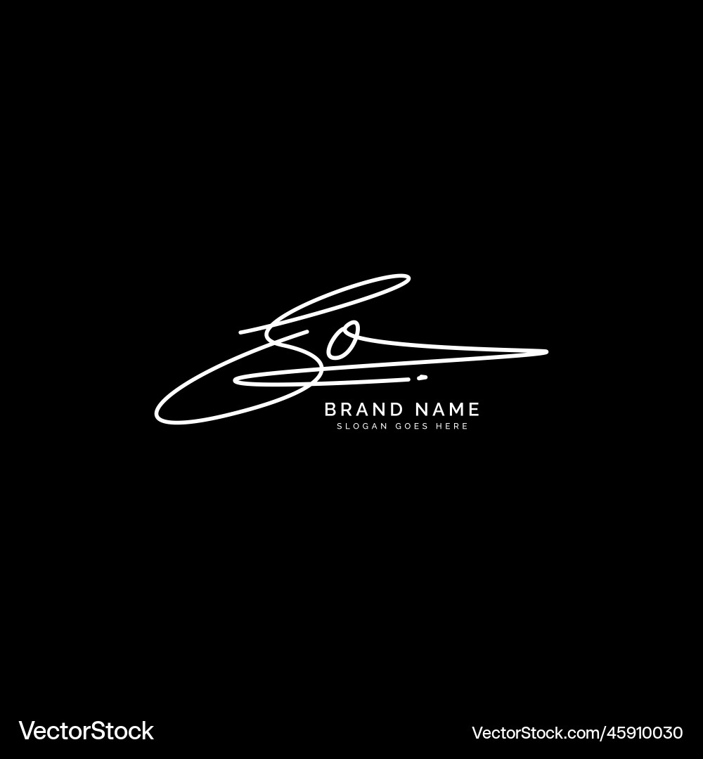 S o so initial letter signature handwritten logo Vector Image