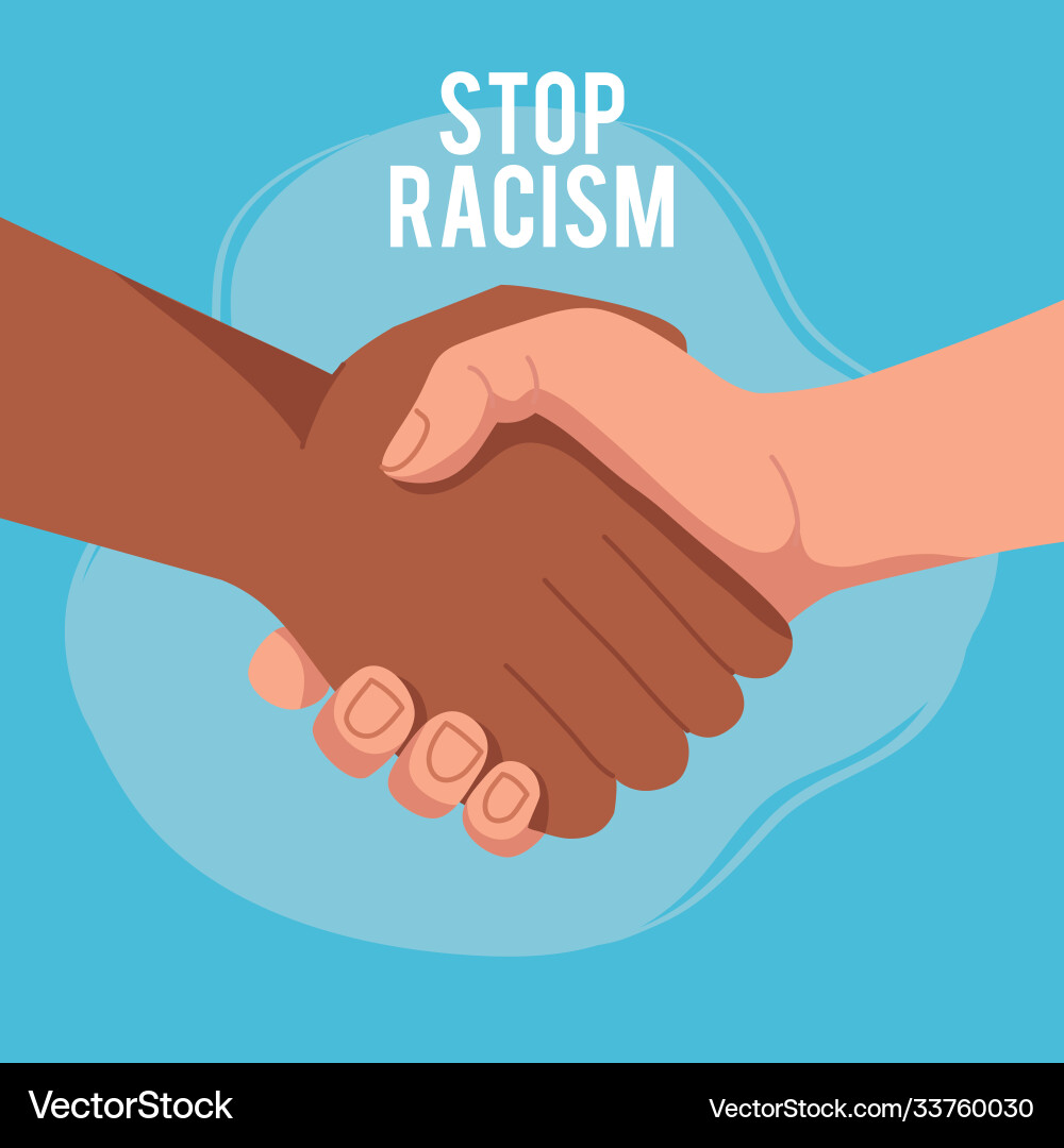 Stop racism with two joined hands black lives Vector Image