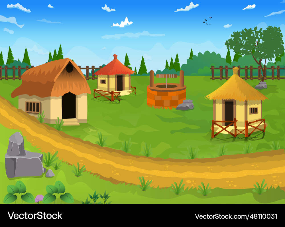 Beautiful village cartoon Royalty Free Vector Image