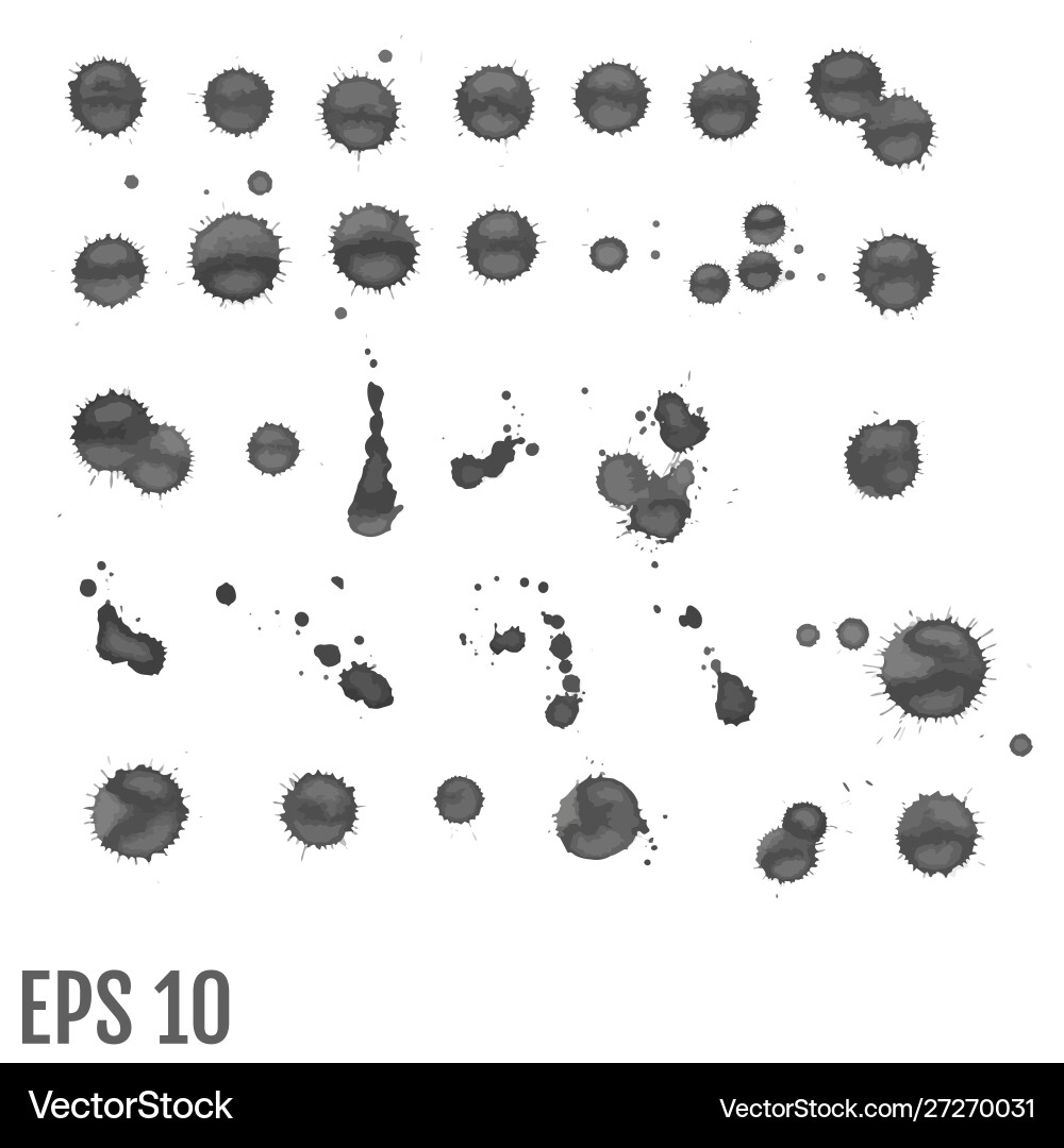 Black ink paint spots watercolor stain Royalty Free Vector