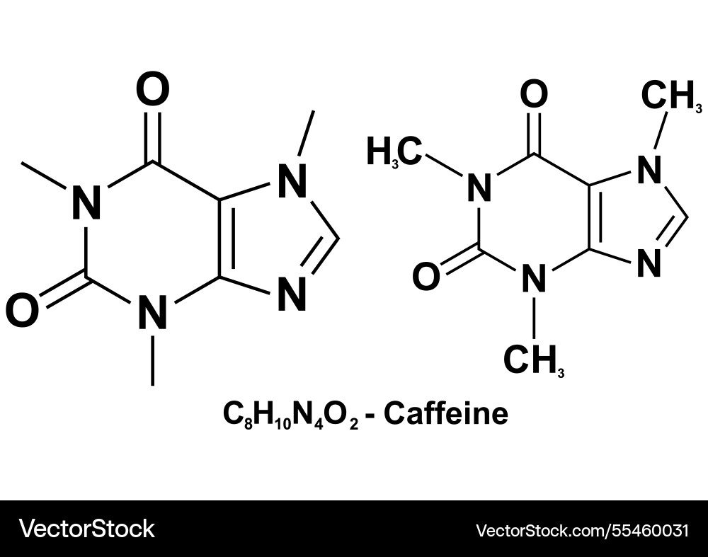 Caffeine Chemical Formula C8H10N4O2 Royalty Free Vector
