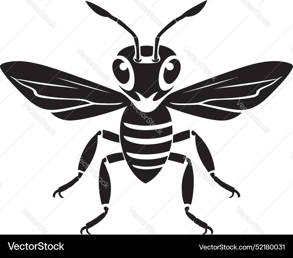 Crafted ferocity hornet mascot black icon Vector Image