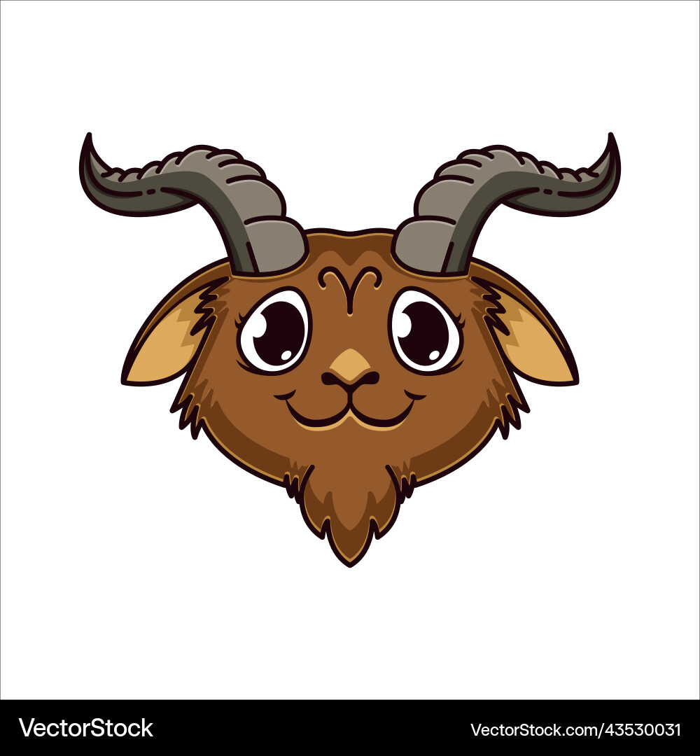 Cute aries zodiac goat head baphomet logo design Vector Image