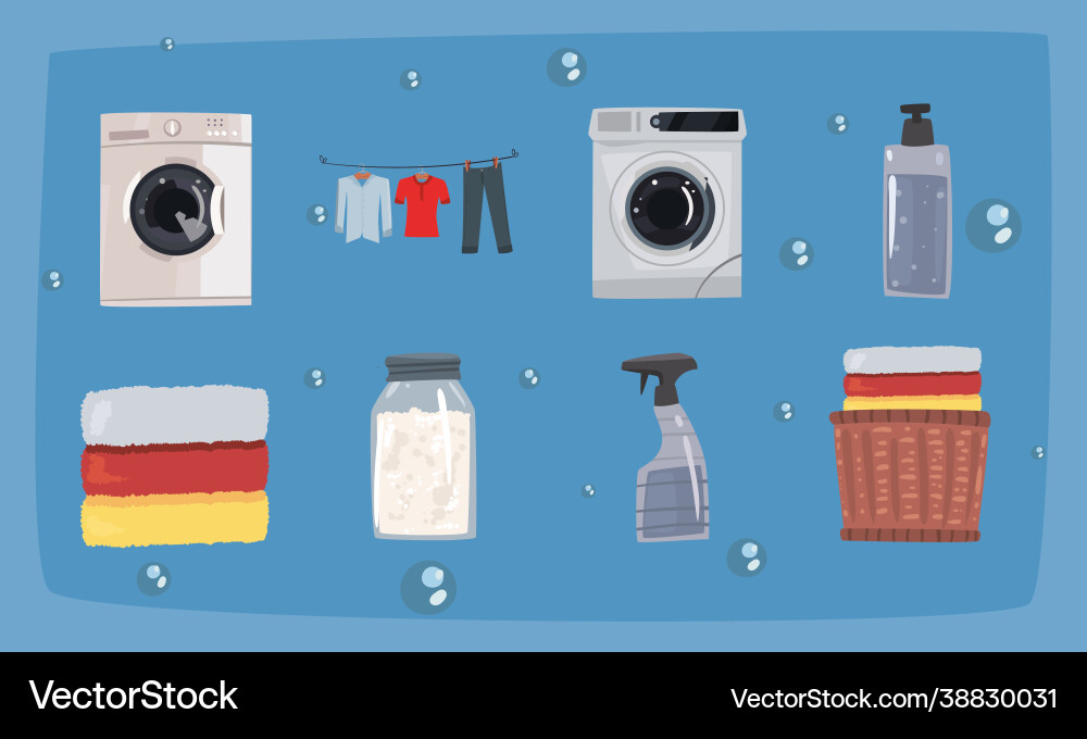 Eight laundry service icons Royalty Free Vector Image