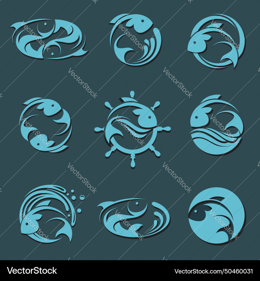 Fish icon set Royalty Free Vector Image - VectorStock