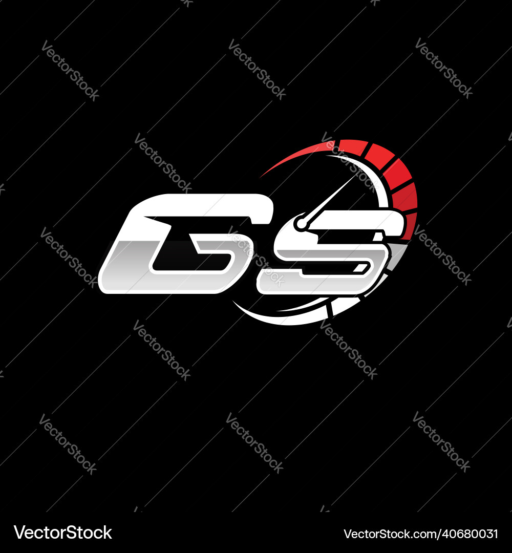 Gs logo letter speed meter racing style Royalty Free Vector