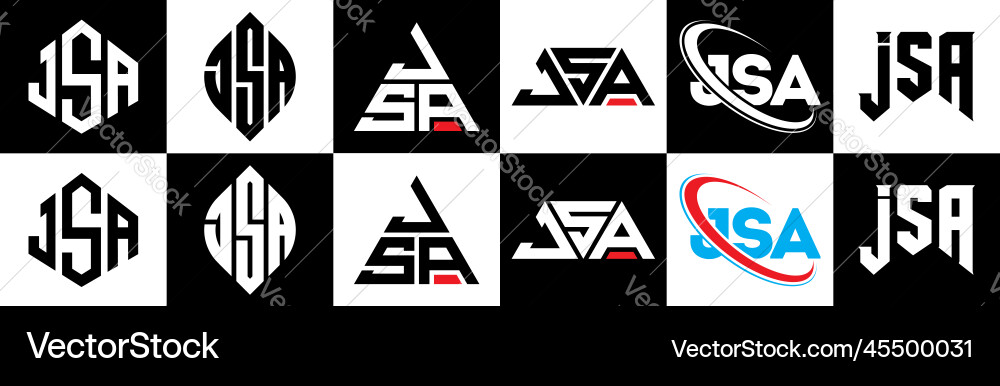 Jsa letter logo design in six style polygon Vector Image