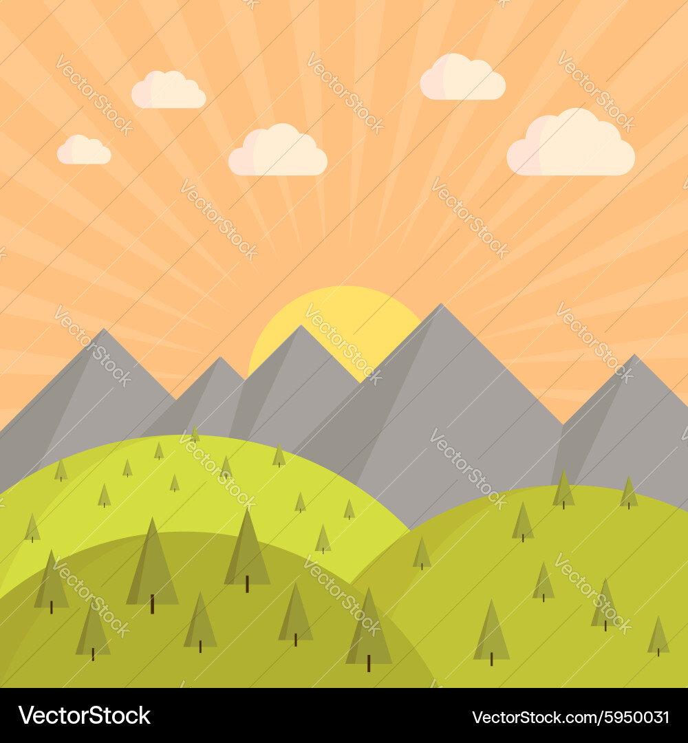 Landscape sunset Royalty Free Vector Image - VectorStock