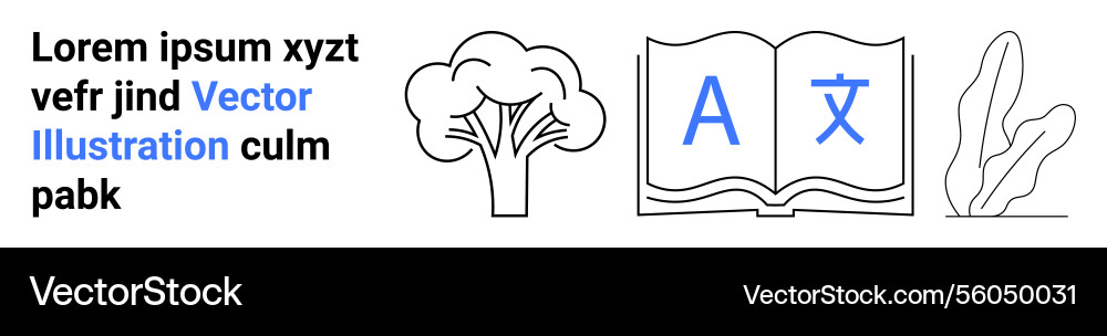 Language learning concept with open book Vector Image