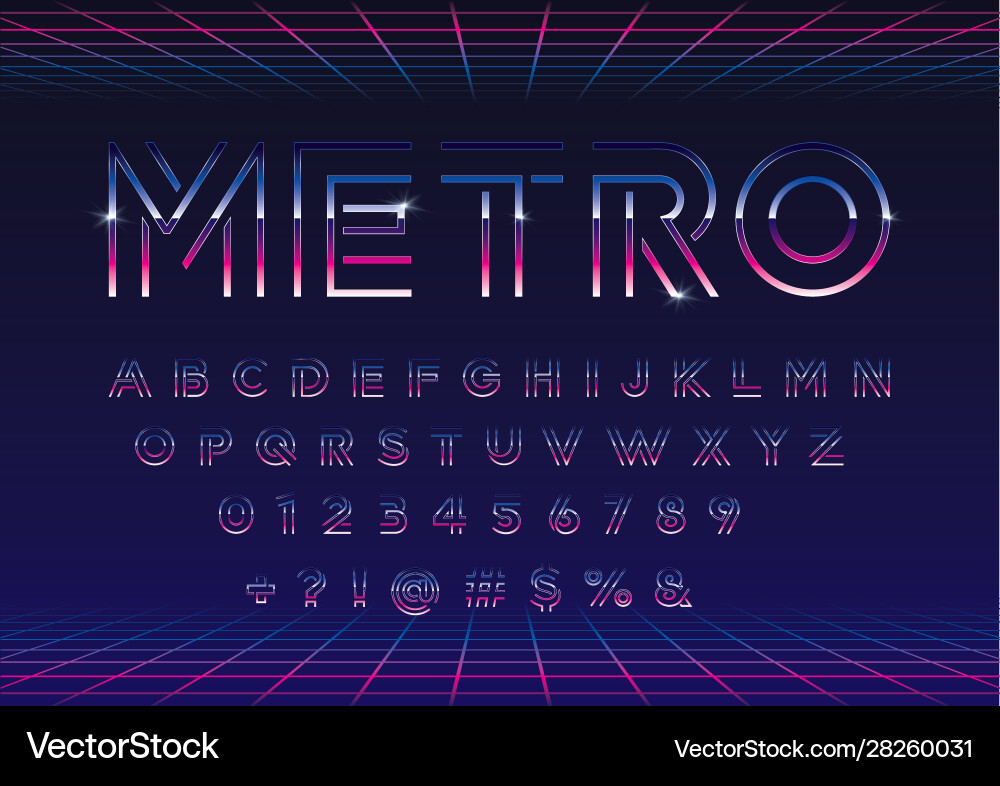 Line font retro Royalty Free Vector Image - VectorStock