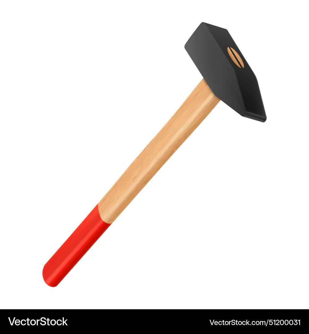 Locksmiths hammer with wooden handle isolated Vector Image