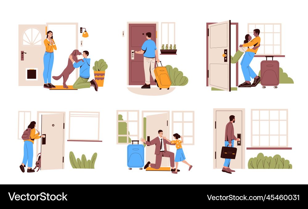 People return home cartoon characters returning Vector Image