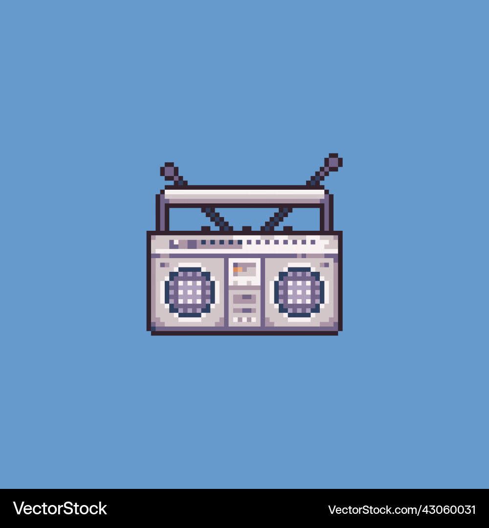 Pixel art classic radio for game Royalty Free Vector Image