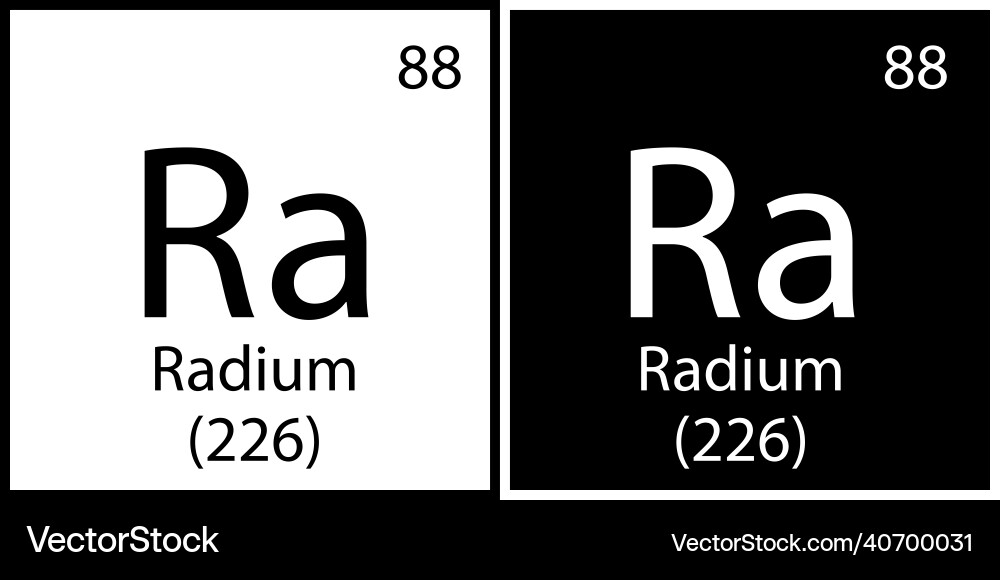 Radium chemical symbol mendeleev table square Vector Image