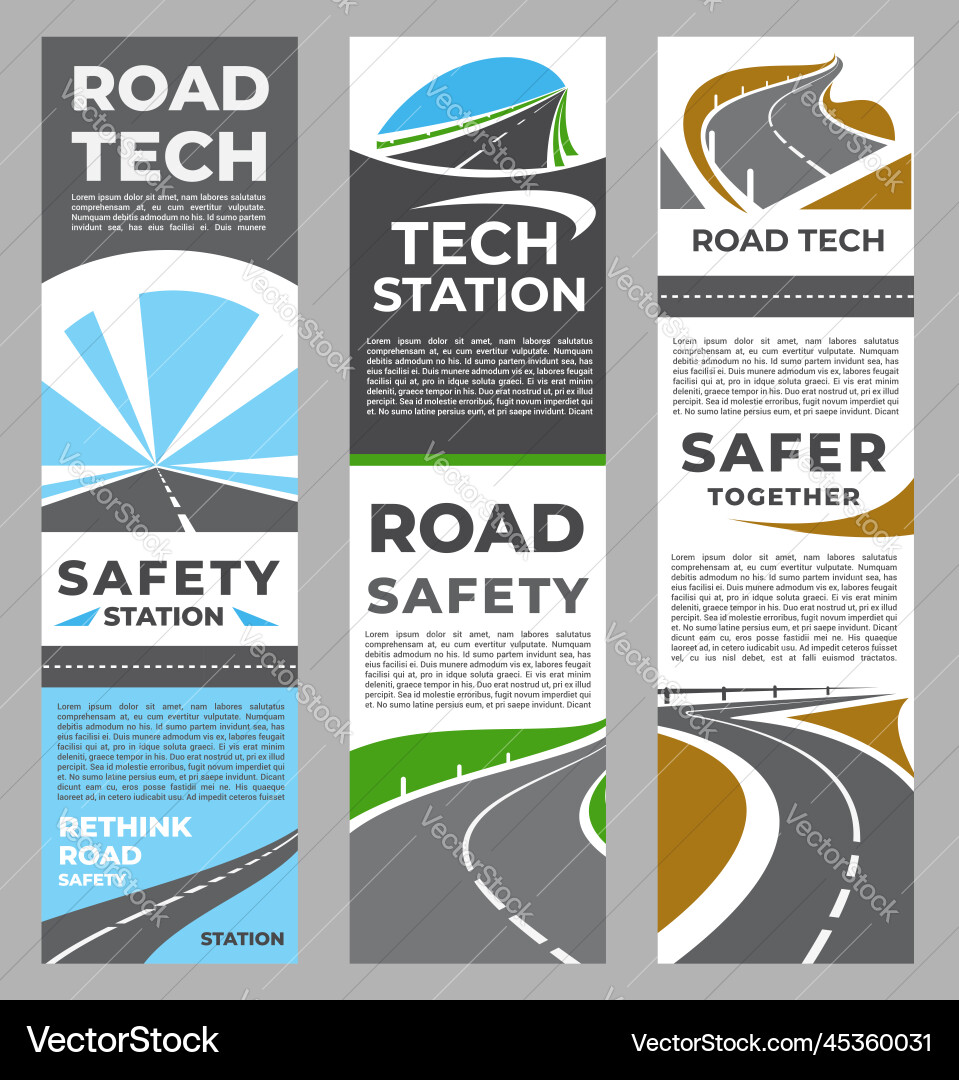Road safety highway tech industry vertical banner Vector Image