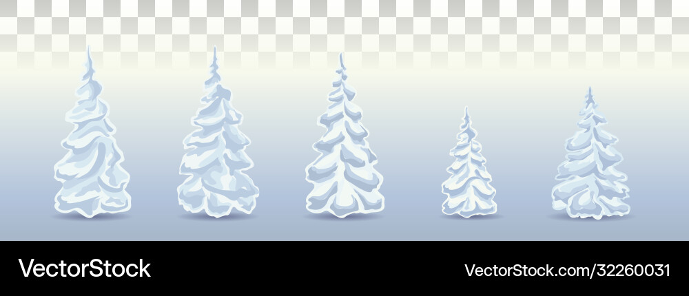 Set snowy christmas trees decor Royalty Free Vector Image