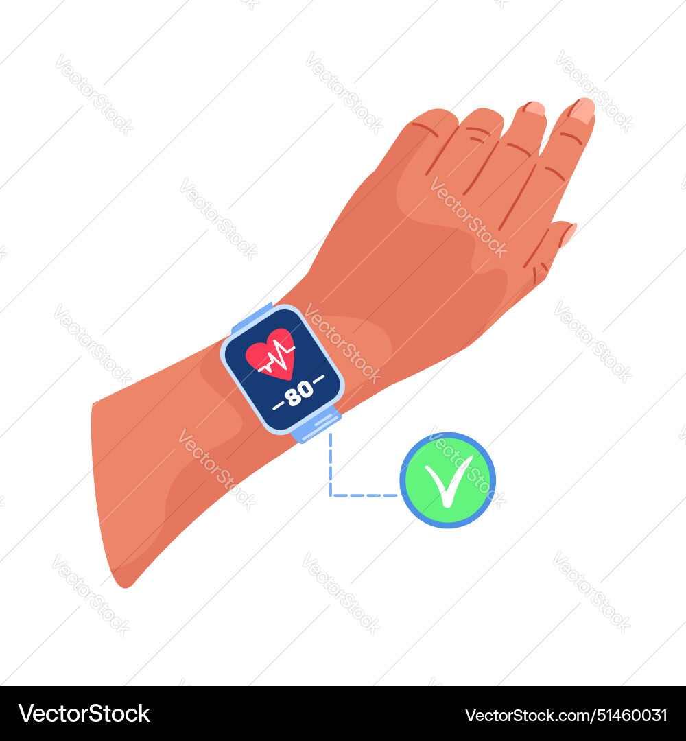 Smartwatch measures and displays normal heart Vector Image
