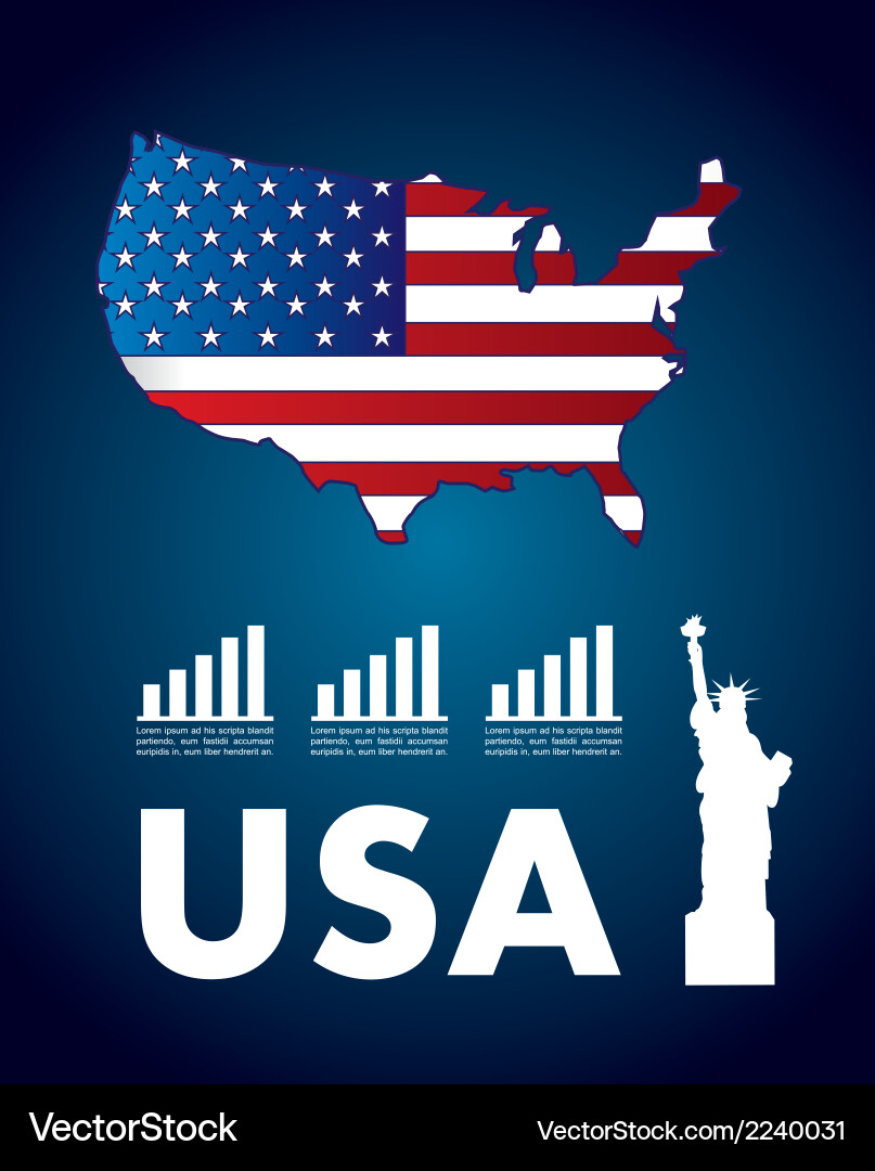 Usa icons over blue background Royalty Free Vector Image