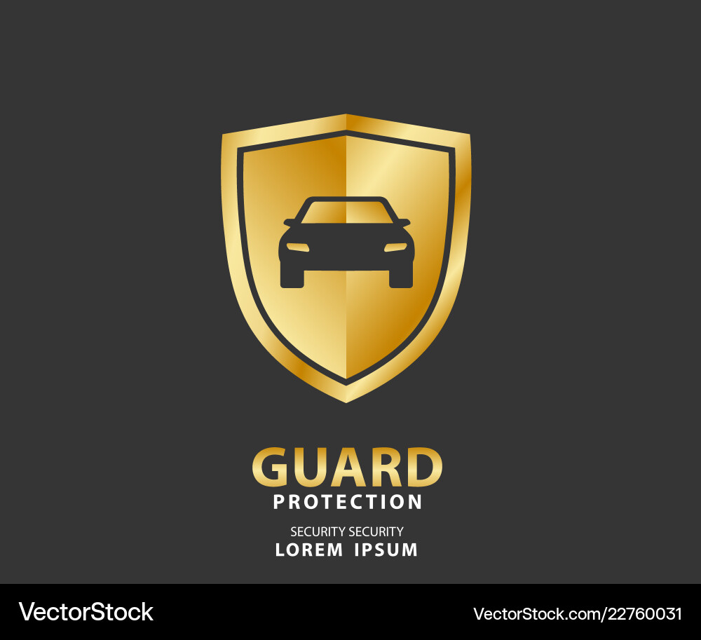 Vehicle icon luxury shield auto car gold guard Vector Image