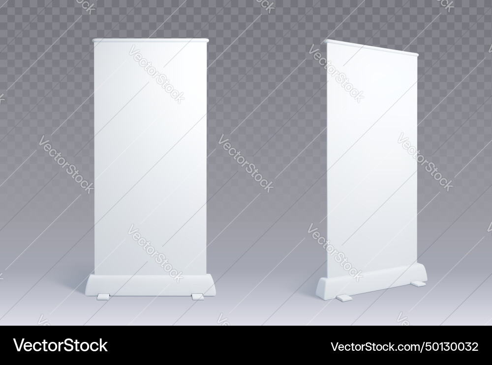 Advertising banner stand front and side view set Vector Image