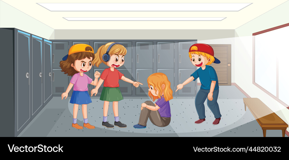 Bullying kids school scene Royalty Free Vector Image
