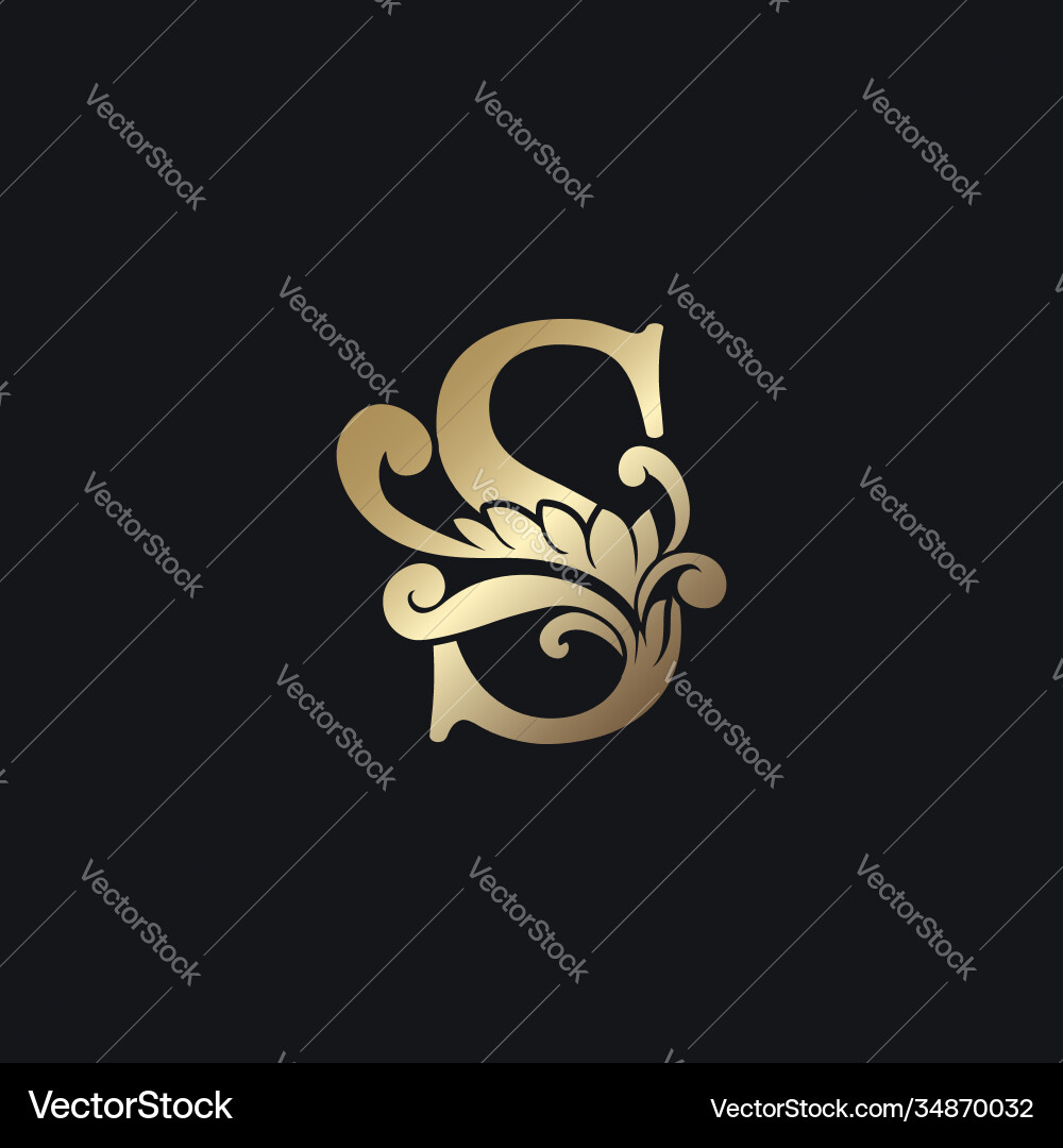 Classy gold letter s luxury decorative initial Vector Image