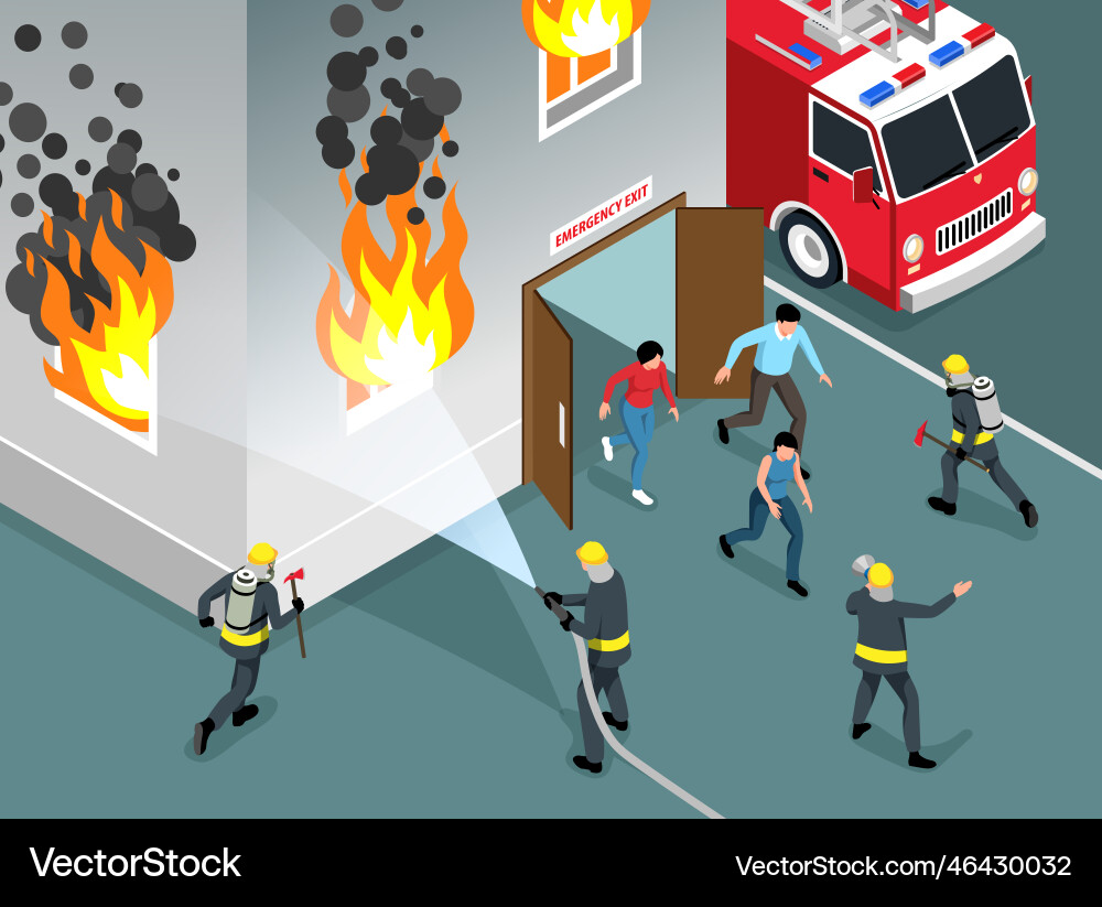 Fire Evacuation Scene Royalty Free Vector Image