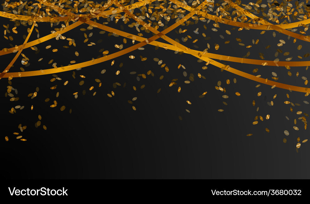Golden Confetti Shower on Black Royalty Free Vector Image