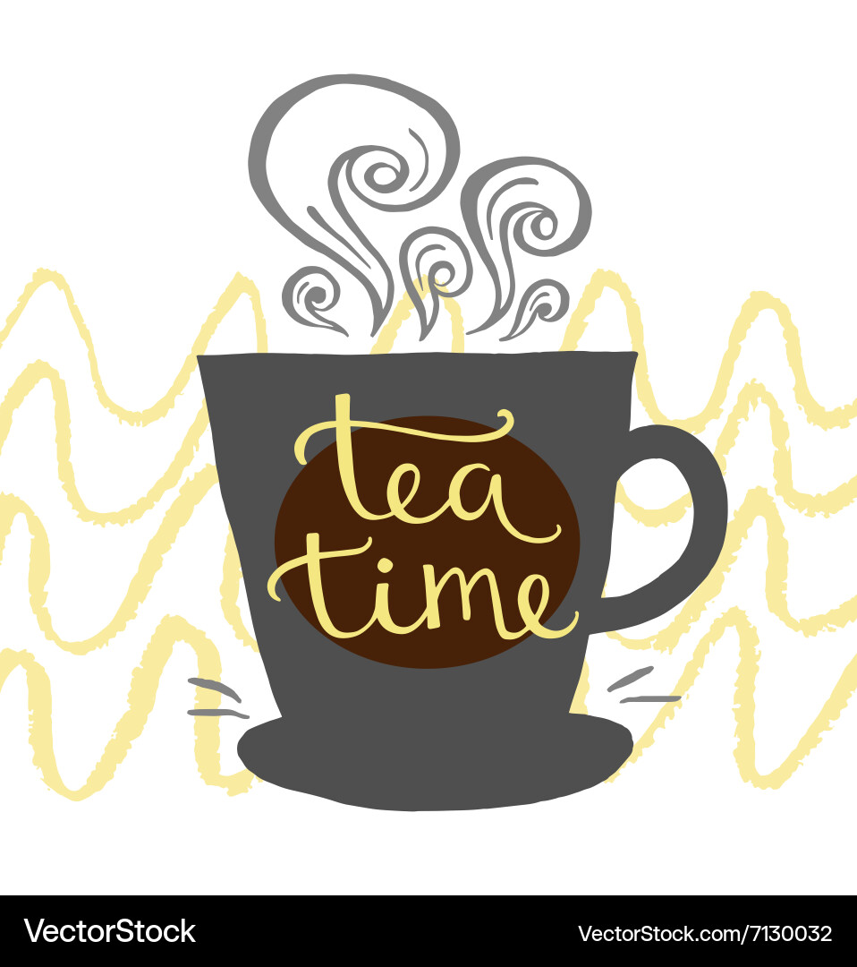 Hand drawn letter time for tea Royalty Free Vector Image